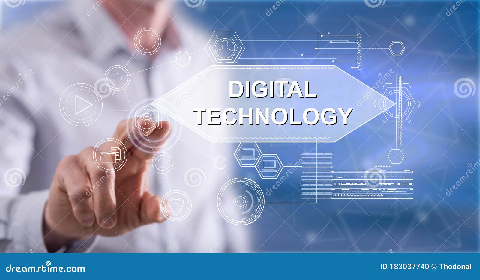 Man Touching a Digital Technology Concept Stock Photo - Image of ...