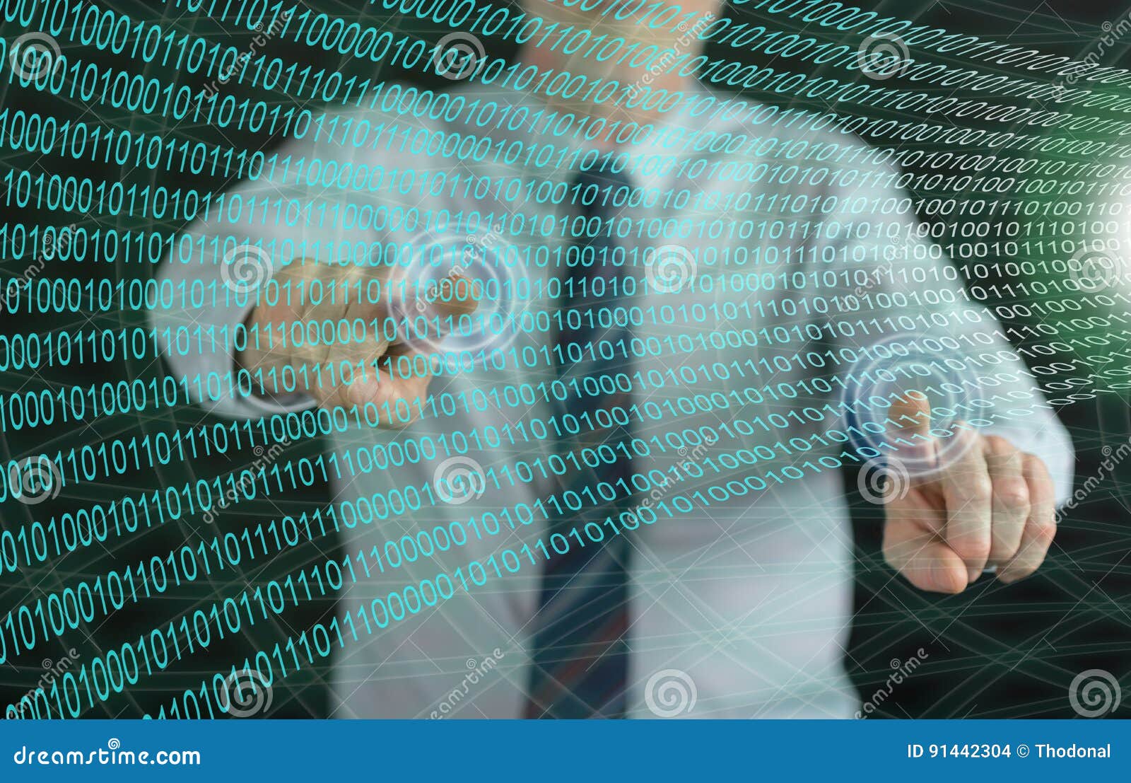 Man Touching a Digital Technology Concept on a Touch Screen Stock Photo ...