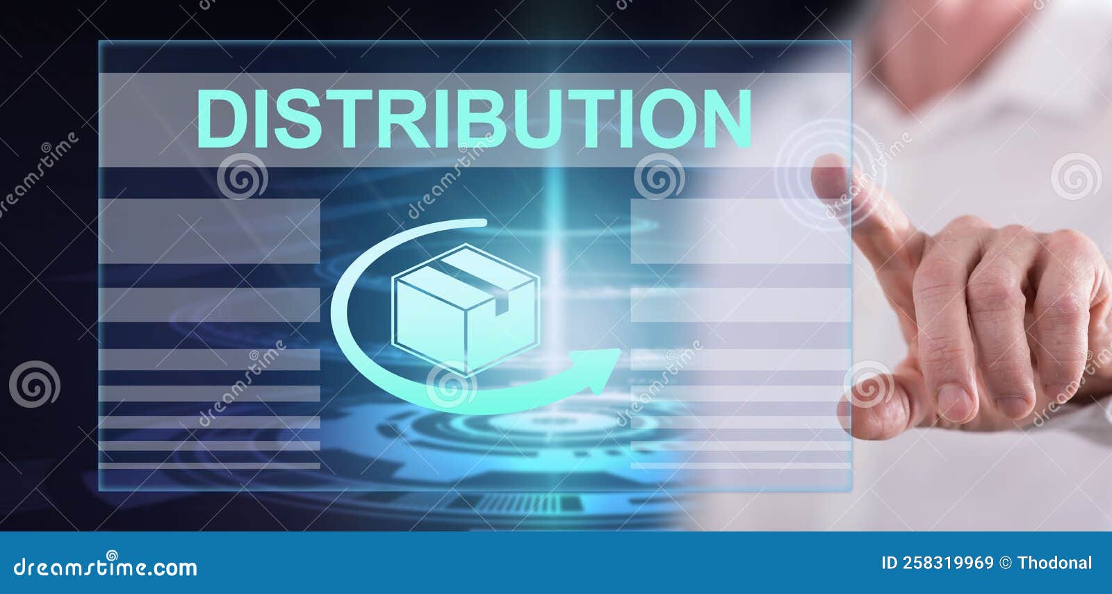Man Touching a Distribution Concept Stock Image - Image of parcel ...