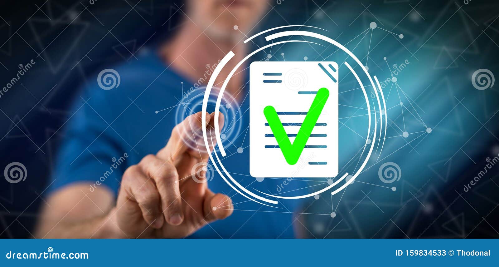 Man Touching a Document Validation Concept Stock Image - Image of ...
