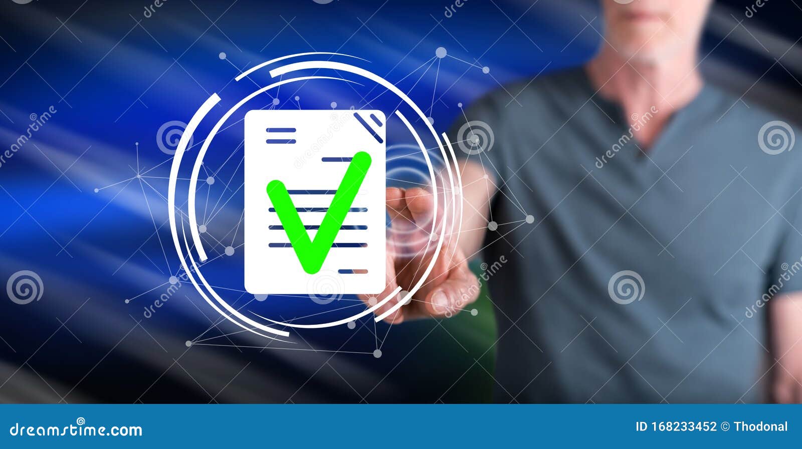 Man Touching a Document Validation Concept Stock Photo - Image of ...