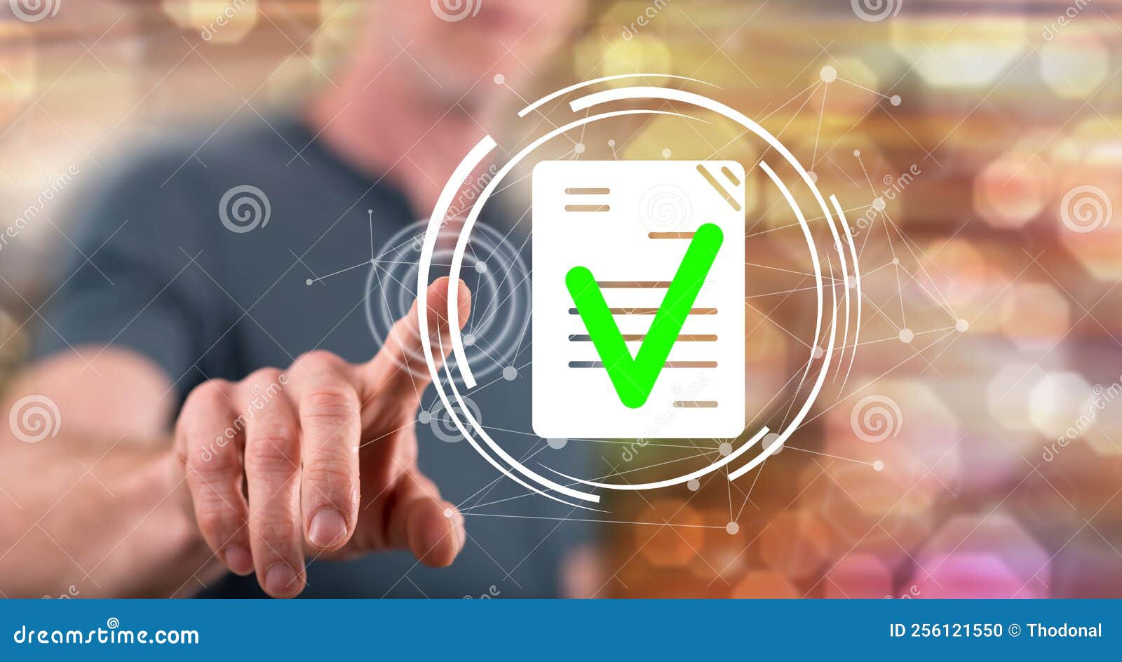 Man Touching a Document Validation Concept Stock Photo - Image of ...