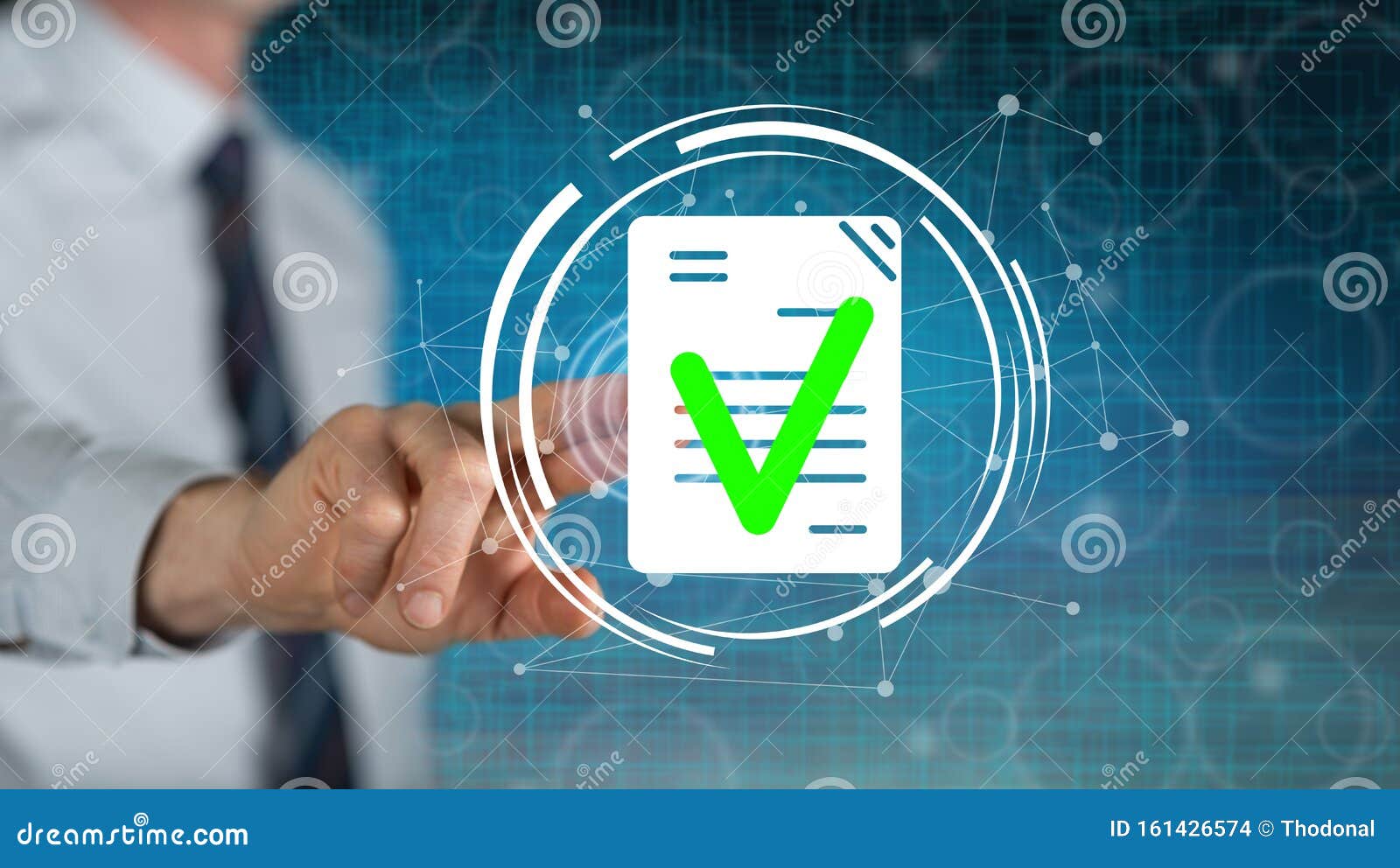 Man Touching a Document Validation Concept Stock Photo - Image of ...