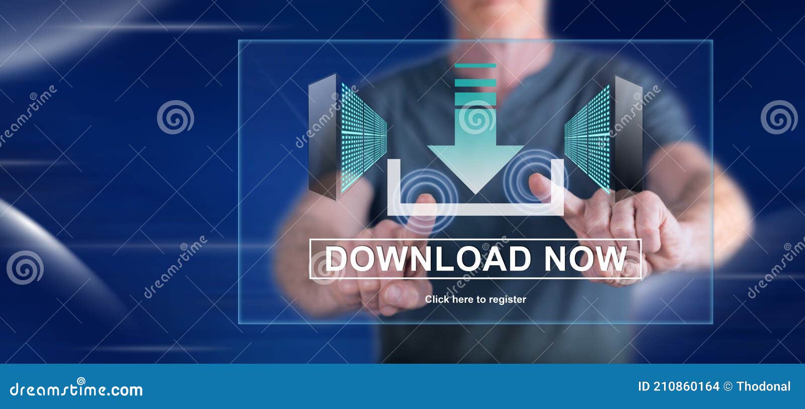 Man Touching a Download Concept Stock Photo - Image of screen, touch ...