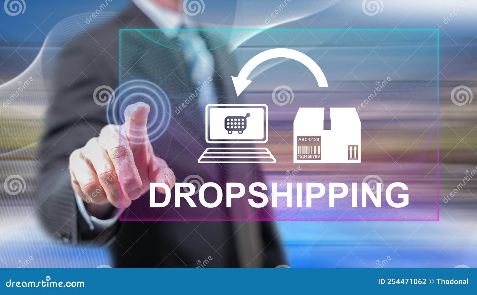 Man Touching a Dropshipping Concept Stock Photo - Image of customer ...