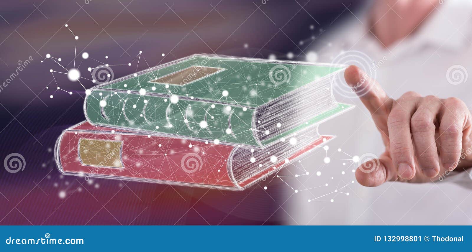 Man Touching an E-learning Concept Stock Illustration - Illustration of ...