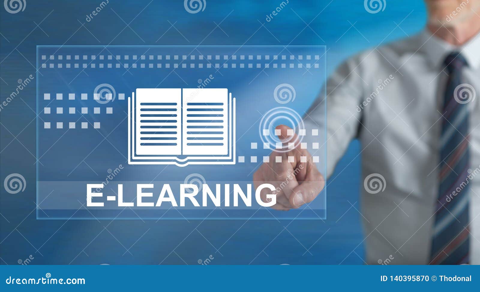 Man Touching E-learning Concept Stock Photo - Image of education ...
