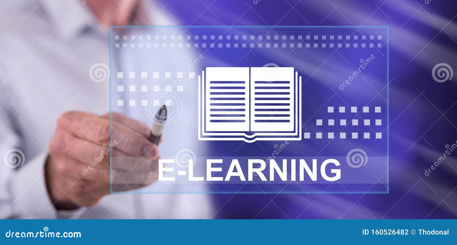 Man Touching an E-learning Concept Stock Photo - Image of digital ...