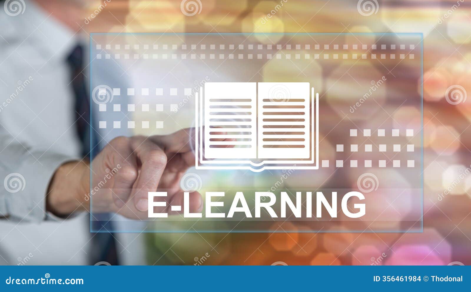 Man Touching an E-learning Concept Stock Photo - Image of learning ...