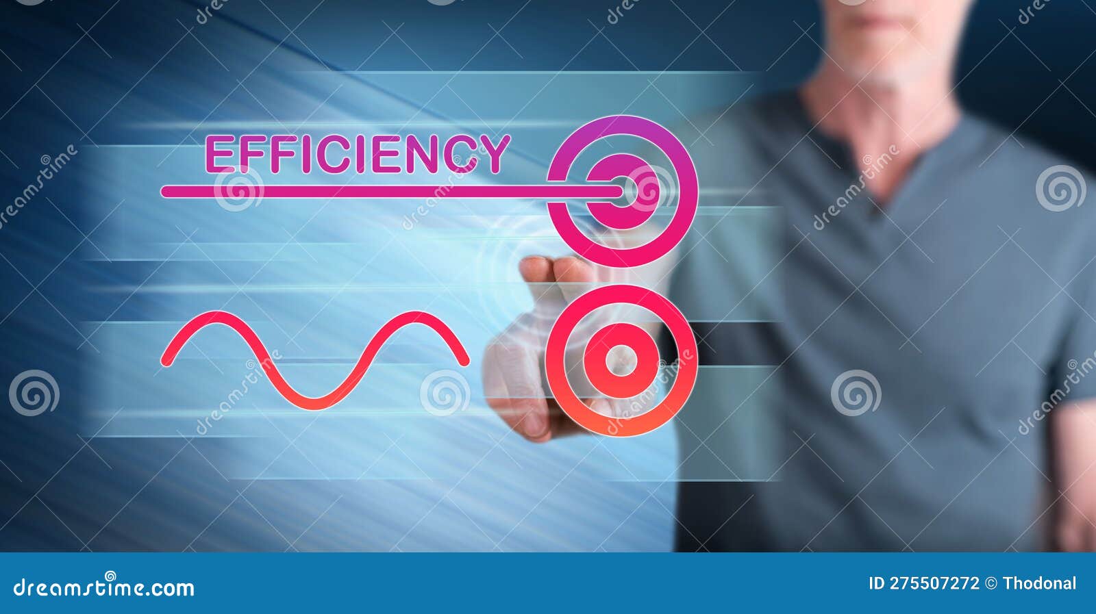 Man Touching an Efficiency Concept Stock Photo - Image of solution ...