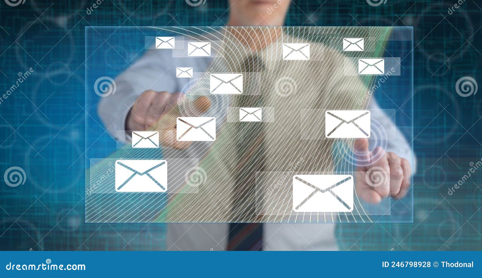 Man Touching an Email Concept Stock Photo - Image of technology ...