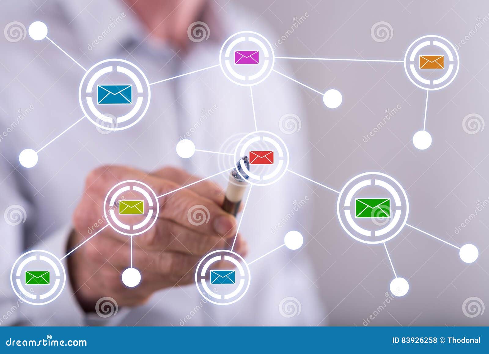 Man Touching an Email Network on a Touch Screen Stock Photo - Image of ...