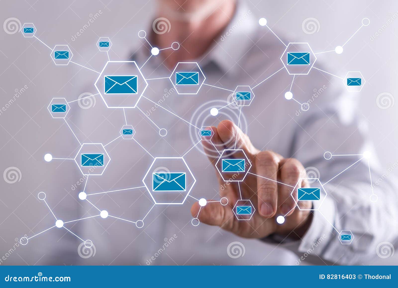 Man Touching an Email on a Touch Screen Stock Image - Image of global ...