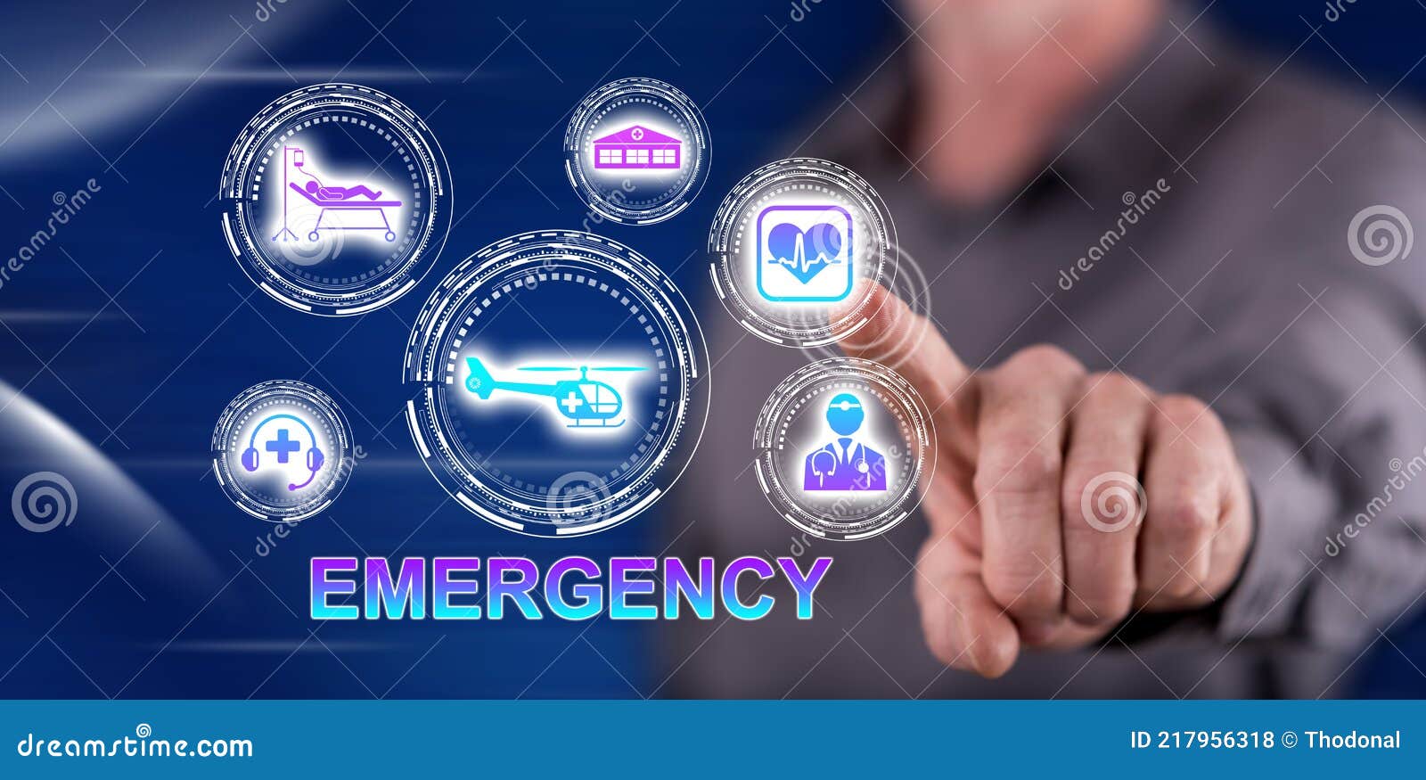 Man Touching an Emergency Concept Stock Photo - Image of person, alert ...