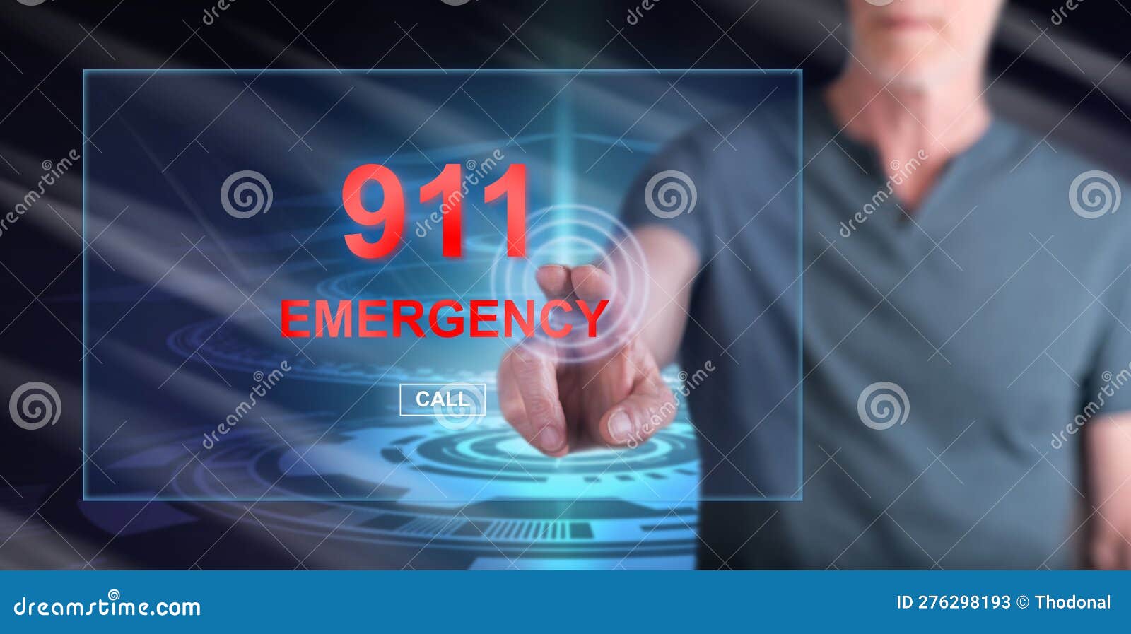 Man Touching an Emergency Concept Stock Image - Image of number ...
