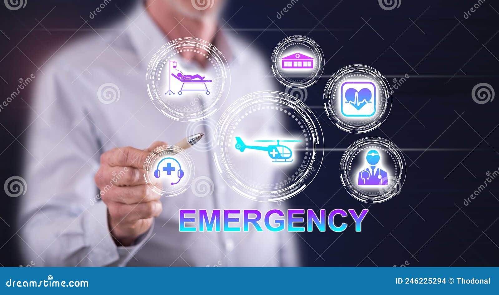 Man Touching an Emergency Concept Stock Photo - Image of rescue ...