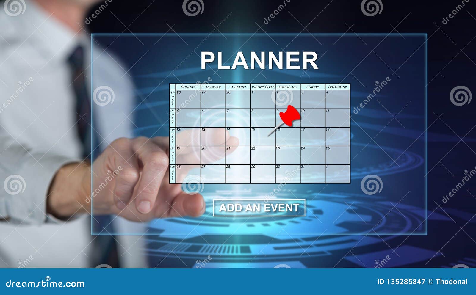 Man Touching an Event Adding on Planner Concept Stock Image - Image of ...