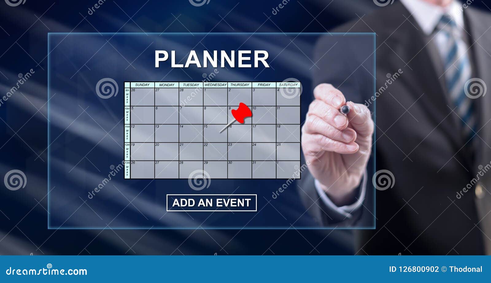 Man Touching an Event Adding on Planner Concept Stock Photo - Image of ...