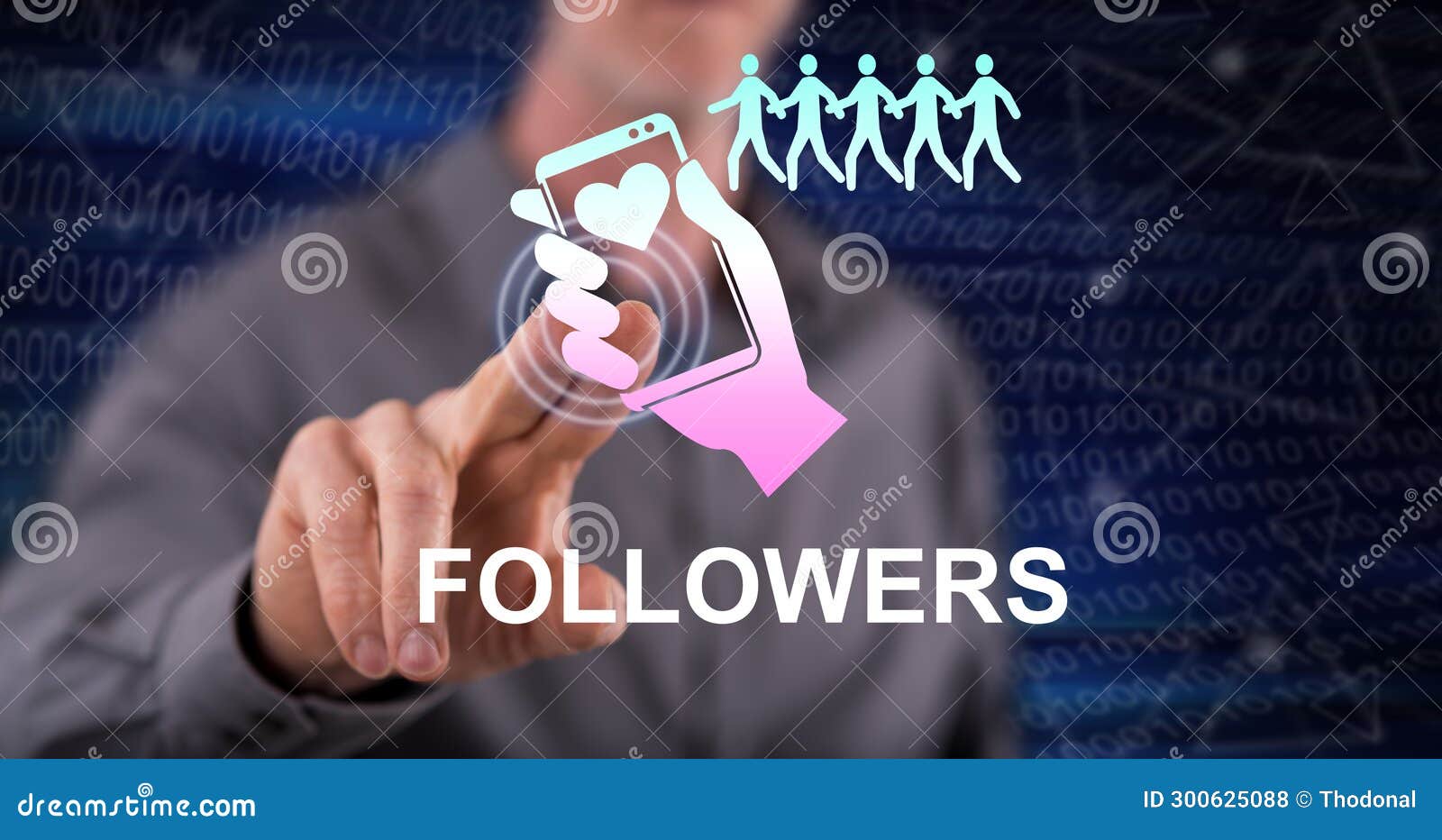 Man Touching a Followers Concept Stock Photo - Image of strategy ...