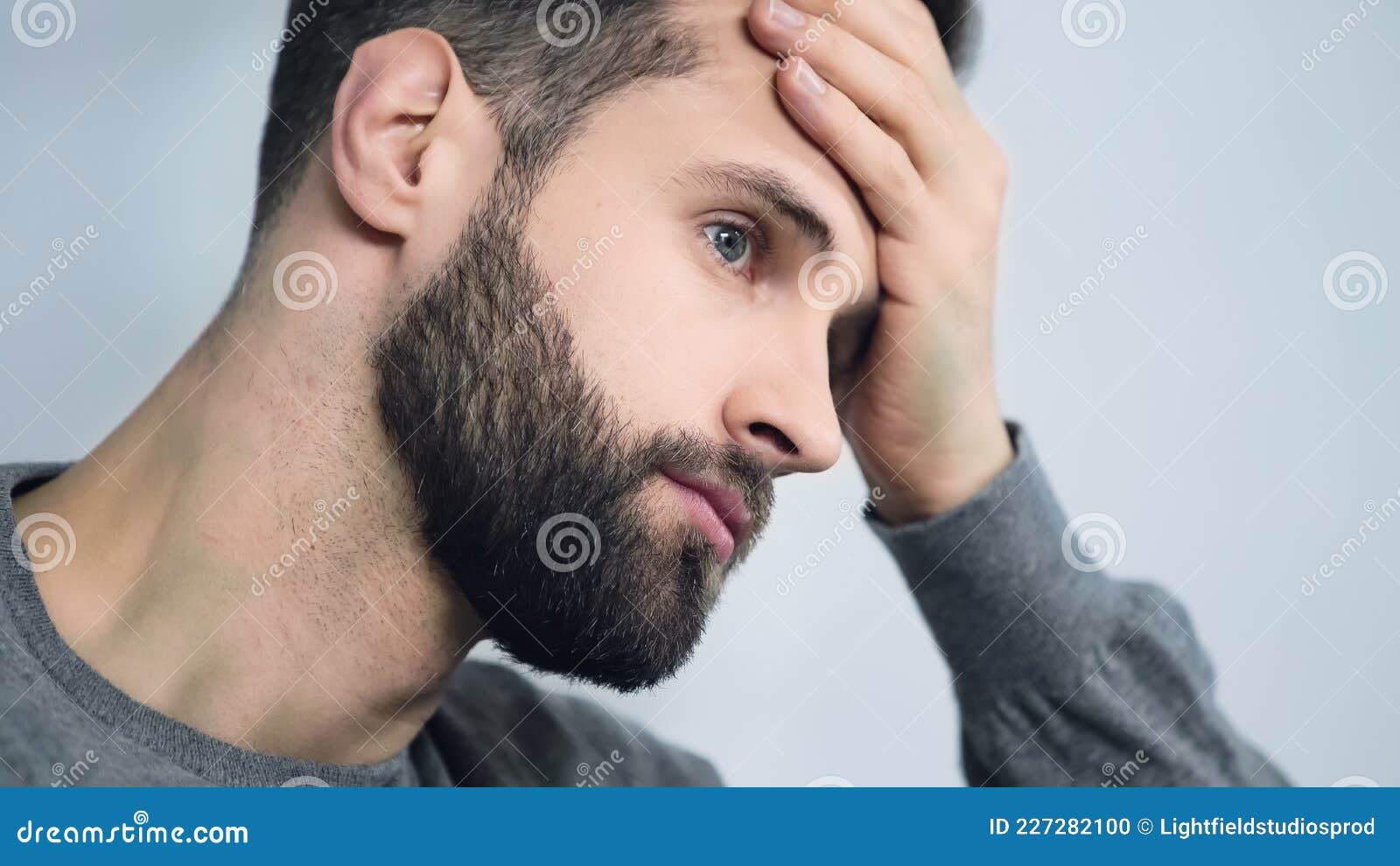 Man Touching Forehead with Hand, Stock Stock Photo - Image of caucasian ...