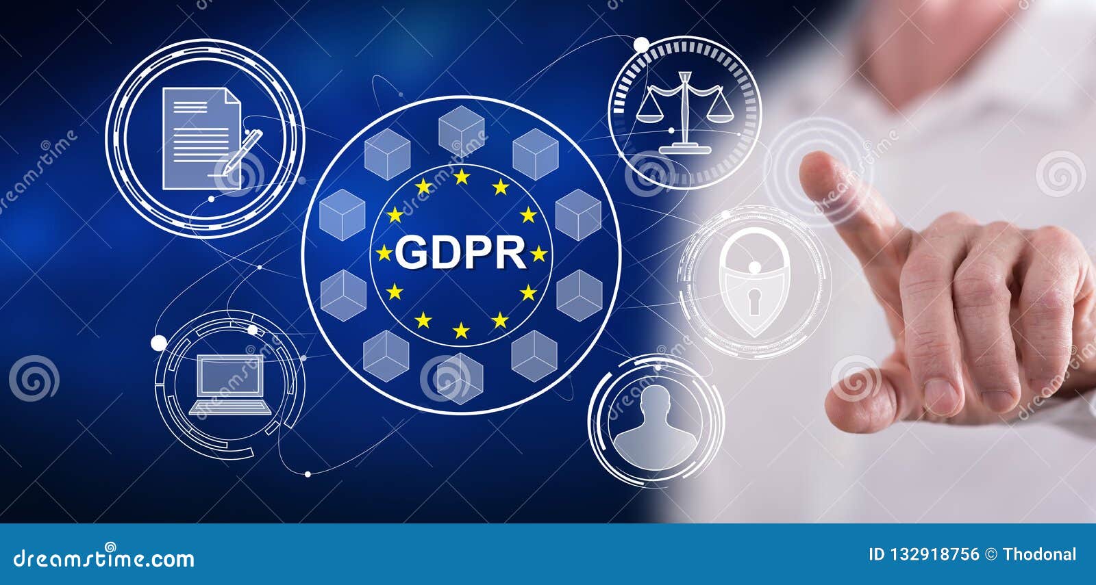 Man Touching a Gdpr Concept Stock Photo - Image of protection, safe ...