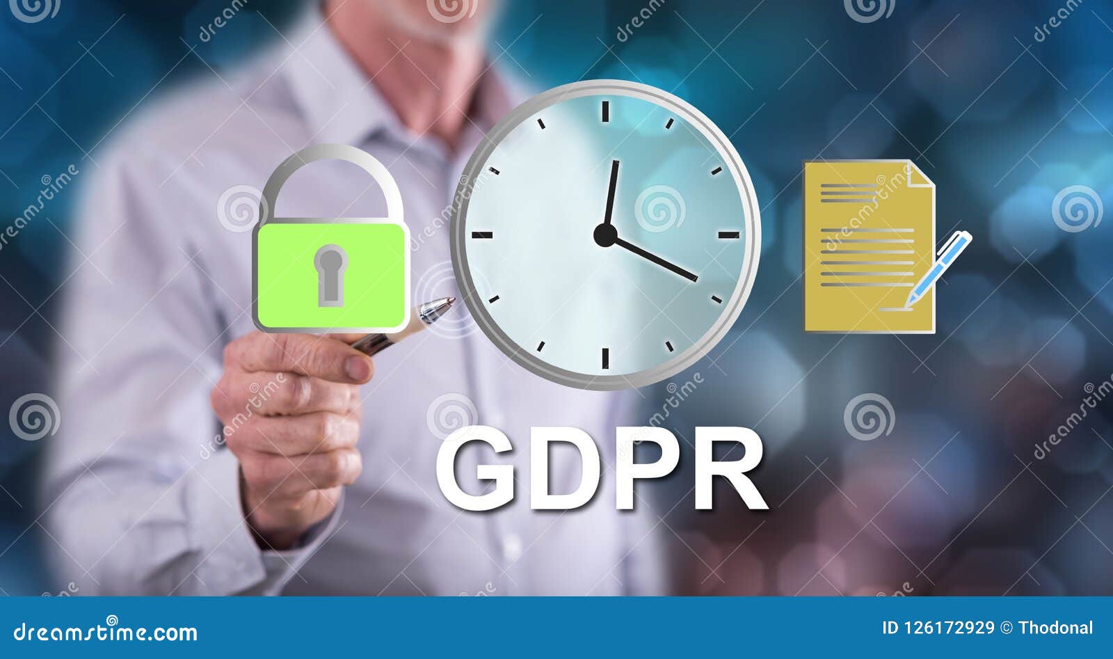 Man Touching a Gdpr Concept Stock Image - Image of text, alarm: 126172929