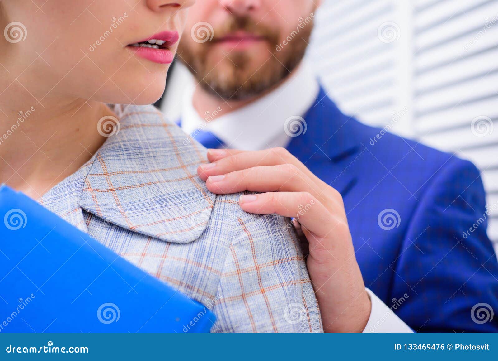 Man Touching Girl Protection Female Rights Sexual Harassment At Work