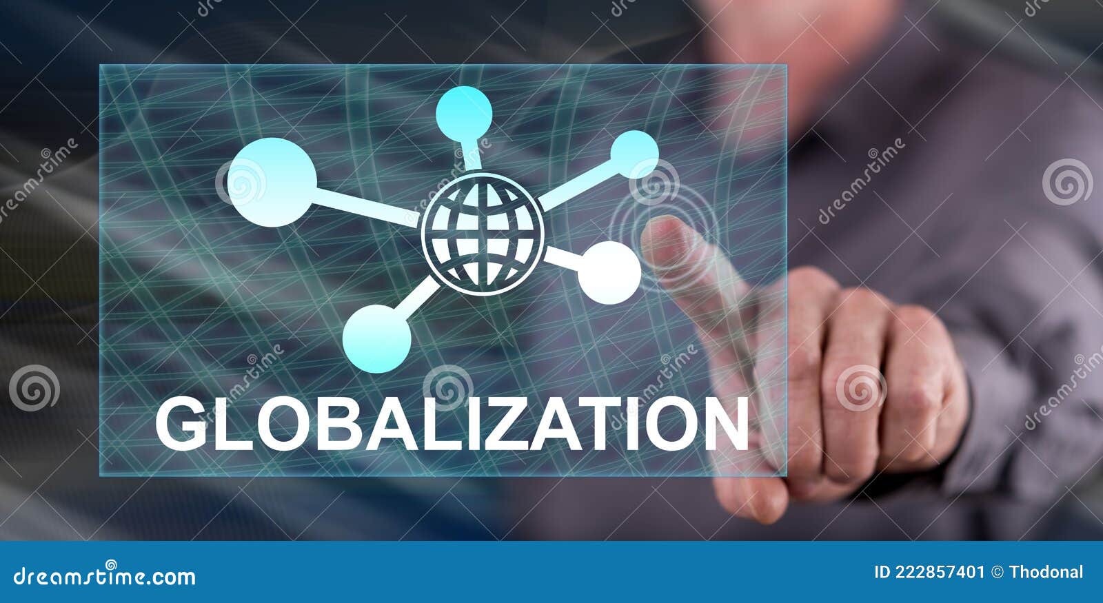 Man Touching a Globalization Concept Stock Image - Image of network ...