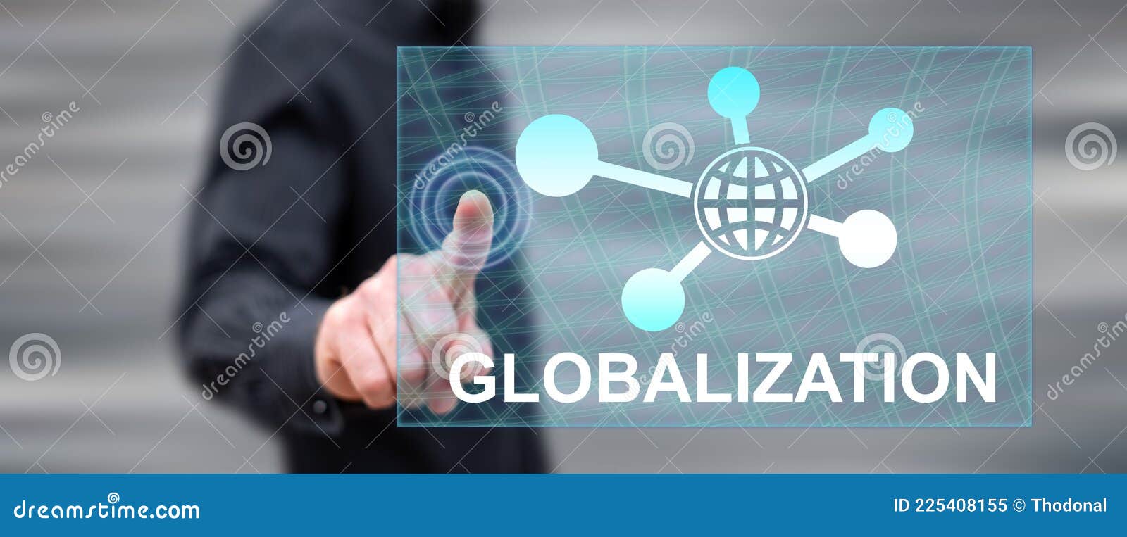 Man Touching a Globalization Concept Stock Image - Image of person ...