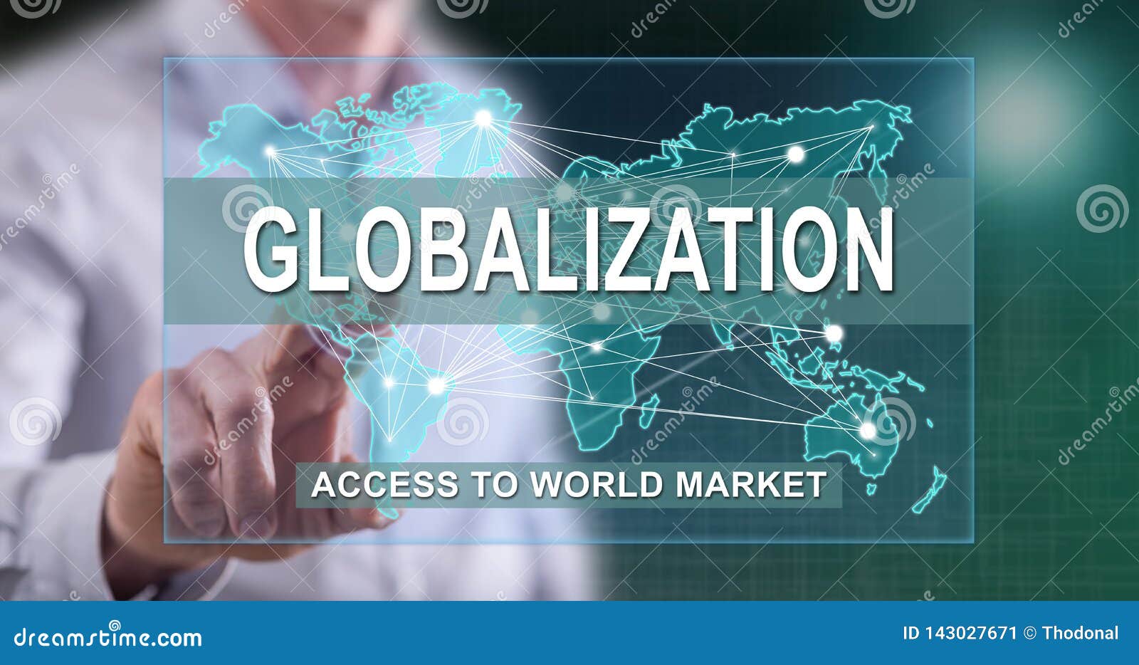 Man Touching a Globalization Concept Stock Image - Image of technology ...