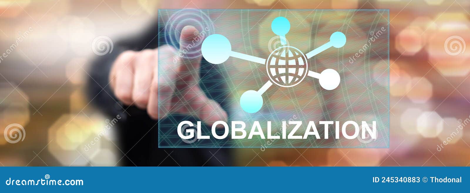 Man Touching a Globalization Concept Stock Image - Image of commerce ...
