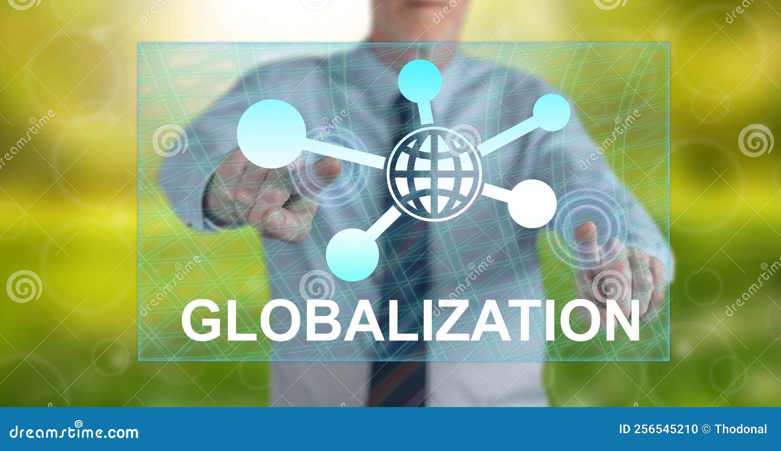 Man Touching a Globalization Concept Stock Photo - Image of worldwide ...