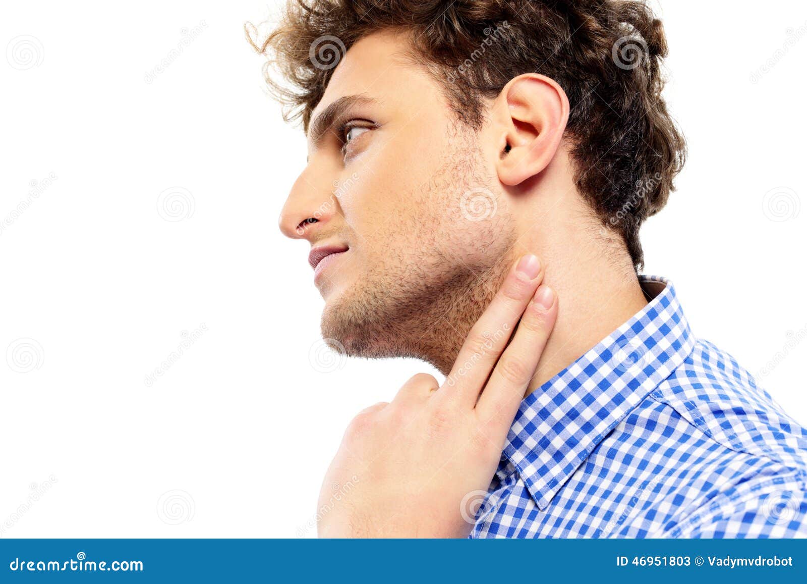Man touching his neck stock image. Image of handsome - 46951803