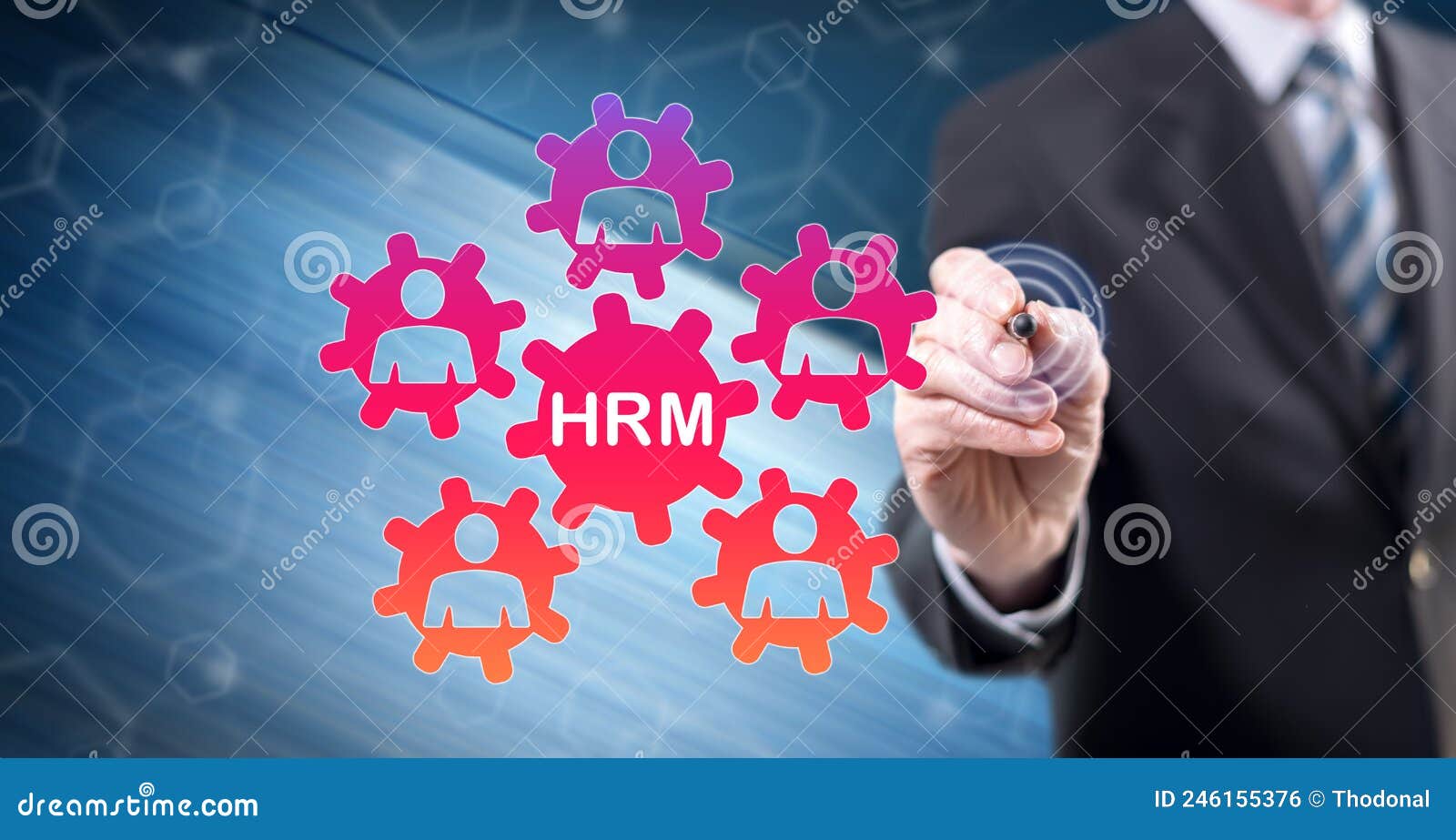 Man touching a hrm concept stock photo. Image of screen - 246155376