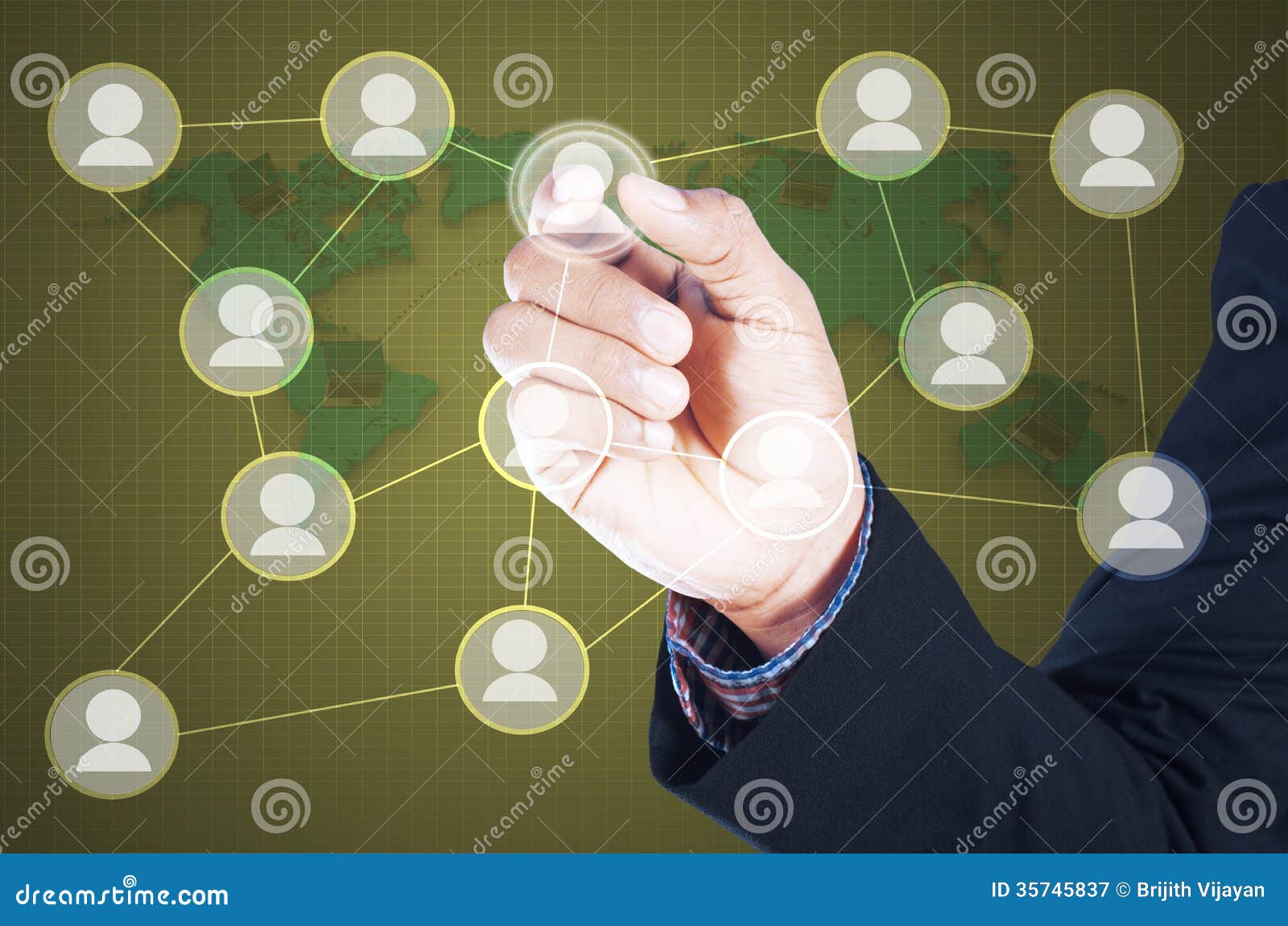 Man Touching Icon of Social Network Stock Illustration - Illustration ...