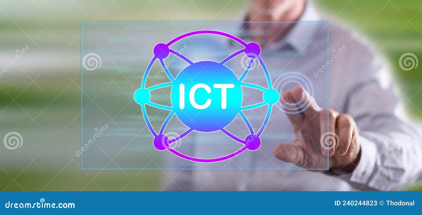 Man Touching an Ict Concept Stock Image - Image of information, system ...