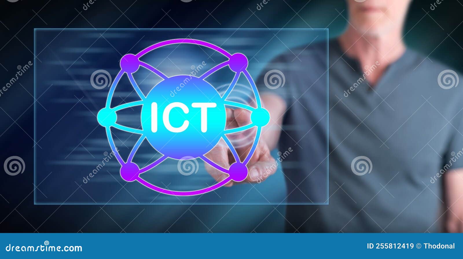 Man Touching an Ict Concept Stock Image - Image of communicate, concept ...