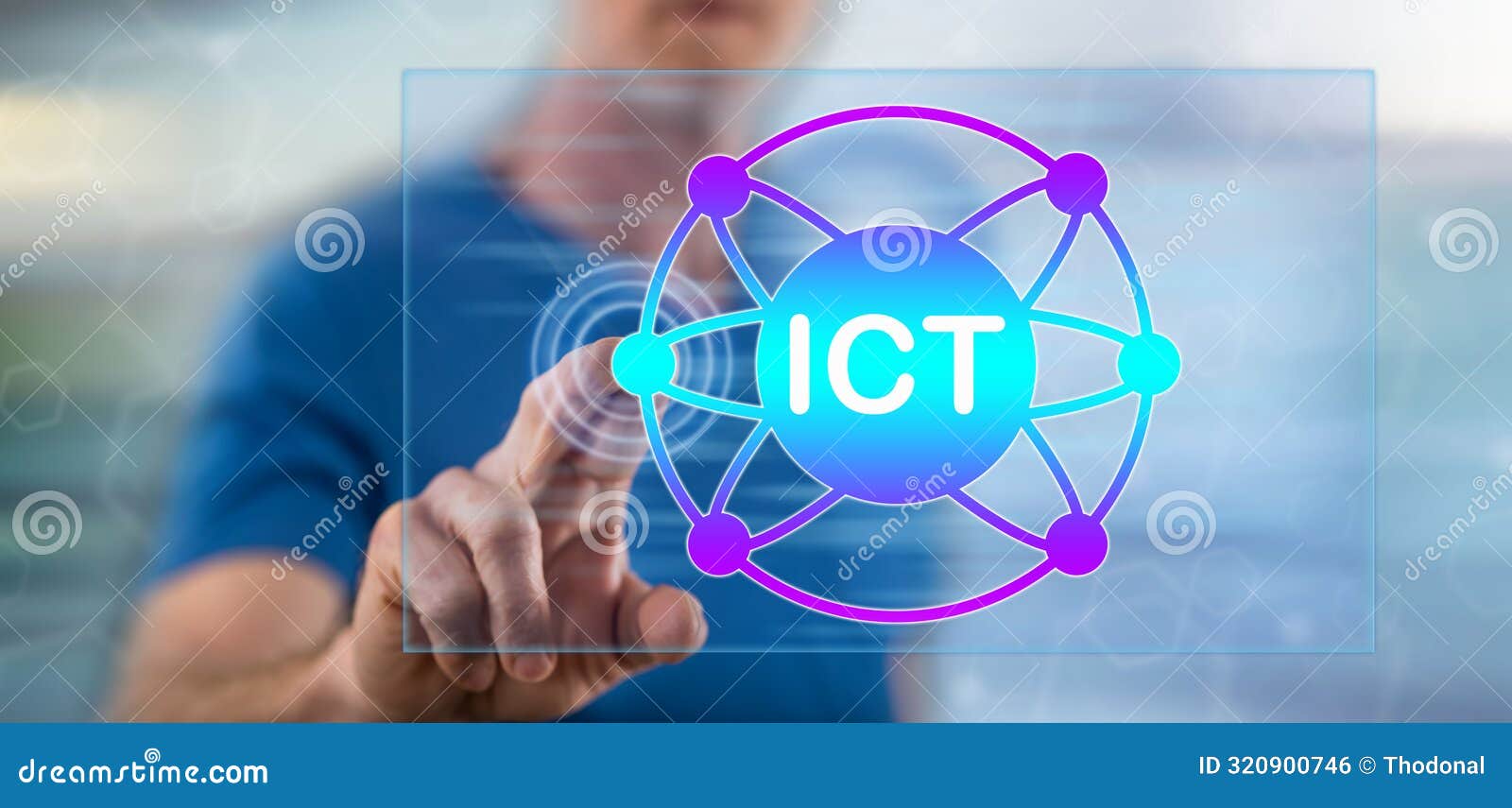 Man Touching an Ict Concept Stock Photo - Image of computer, internet ...