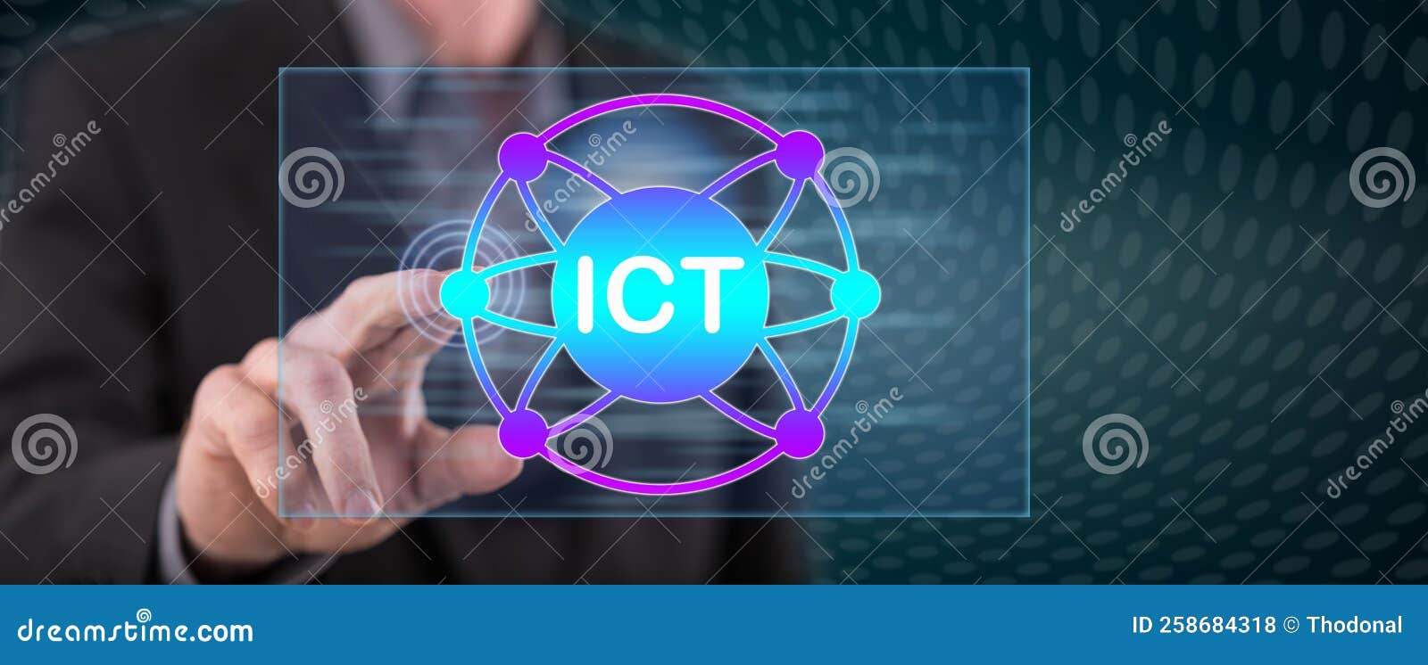 Man Touching an Ict Concept Stock Photo - Image of connection, website ...