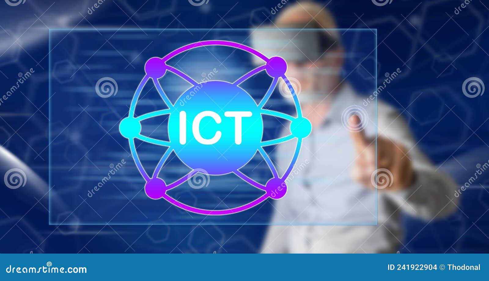 Man Touching an Ict Concept Stock Photo - Image of finger, system ...