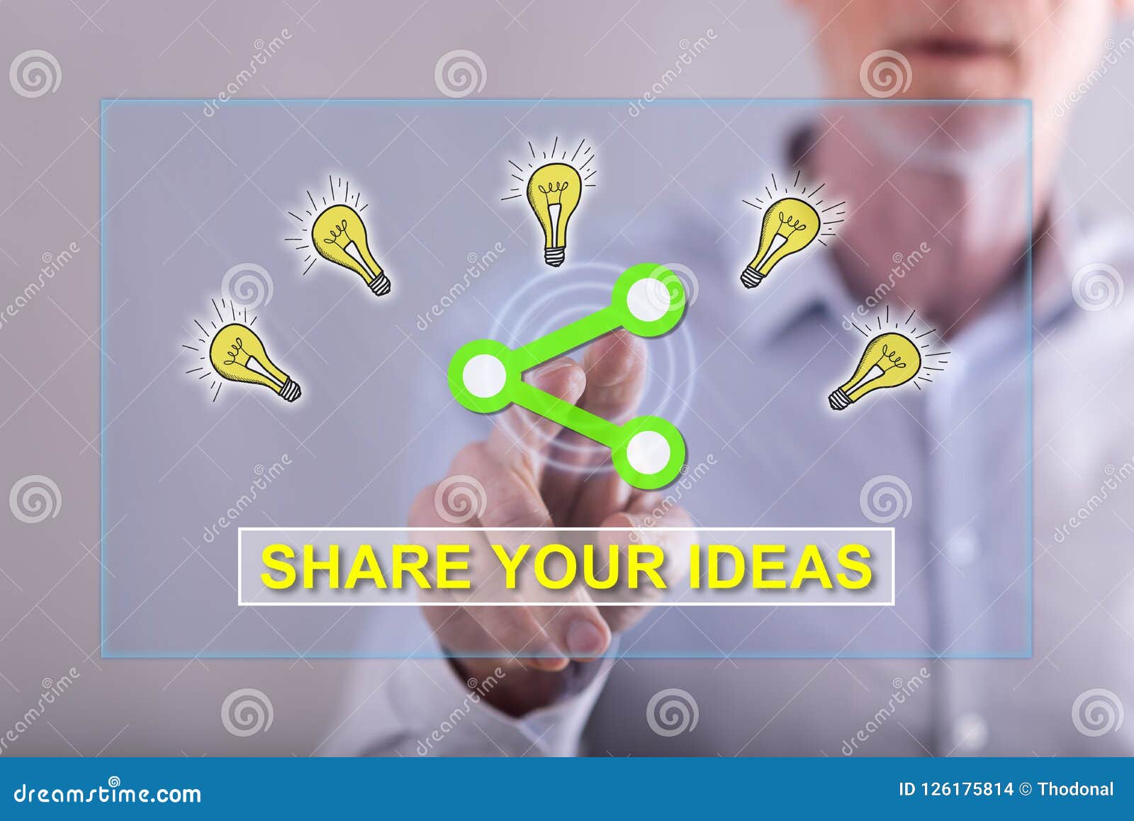 Man Touching an Ideas Sharing Concept Stock Photo - Image of ideas ...
