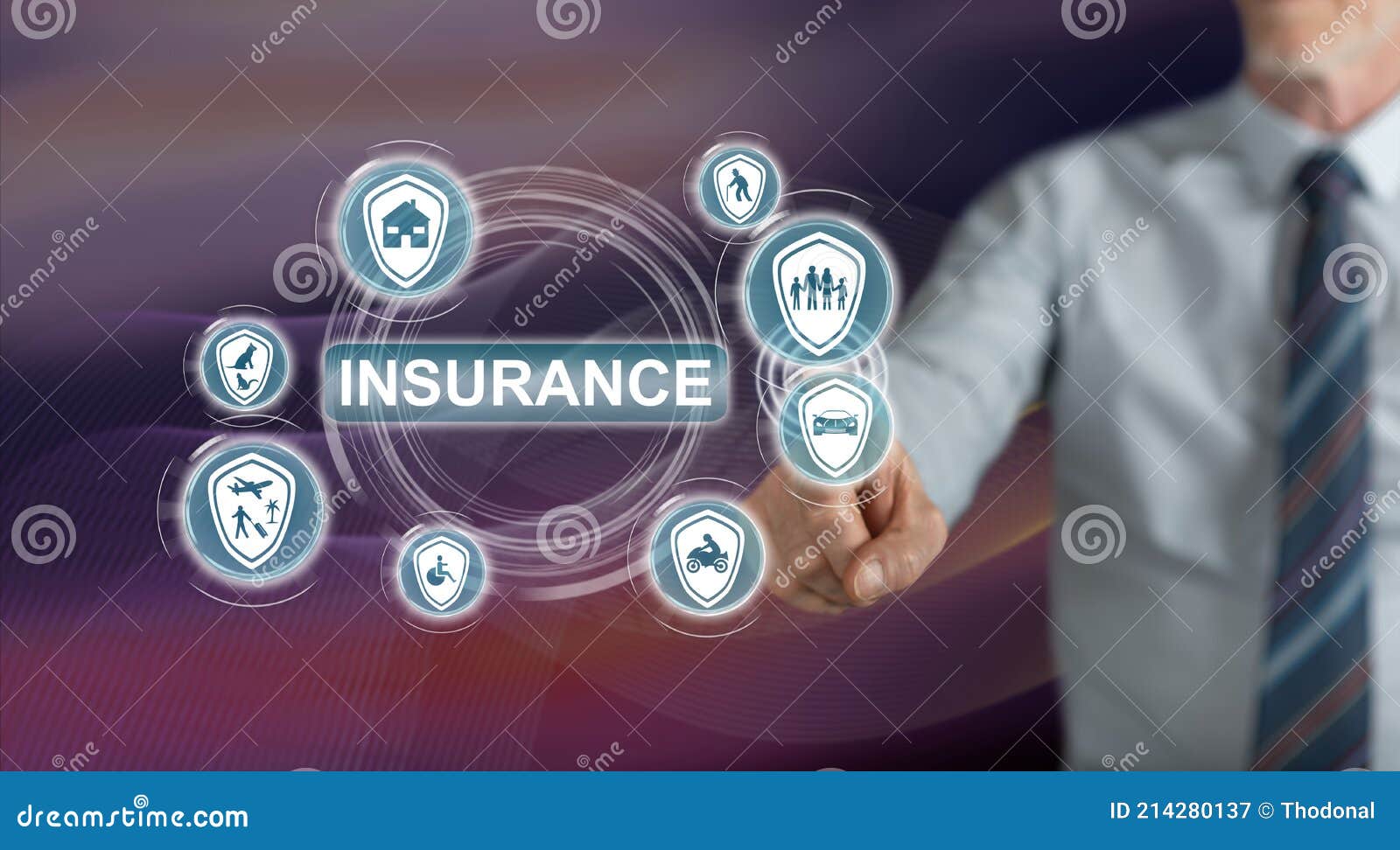 Man Touching an Insurance Concept Stock Image - Image of finger ...