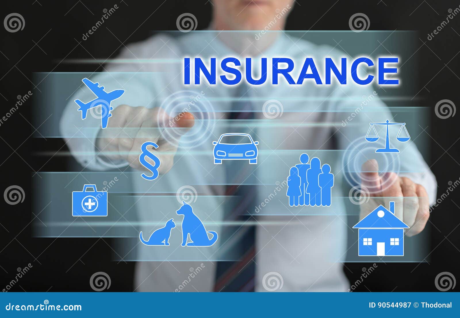 Man Touching an Insurance Concept on a Touch Screen Stock Image - Image ...
