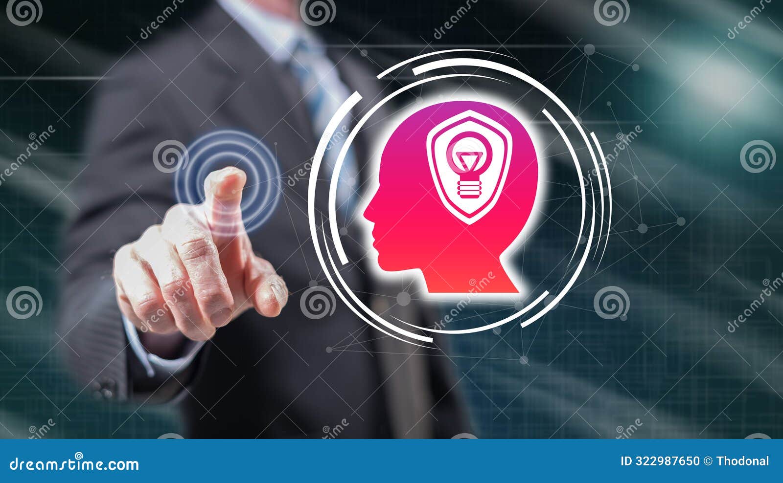 Man Touching an Intellectual Property Concept Stock Photo - Image of ...