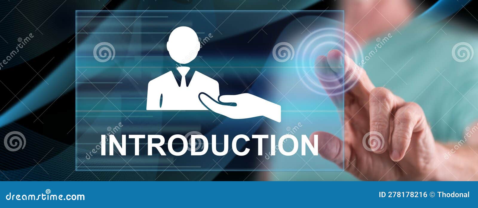 Man Touching an Introduction Concept Stock Photo - Image of leadership ...