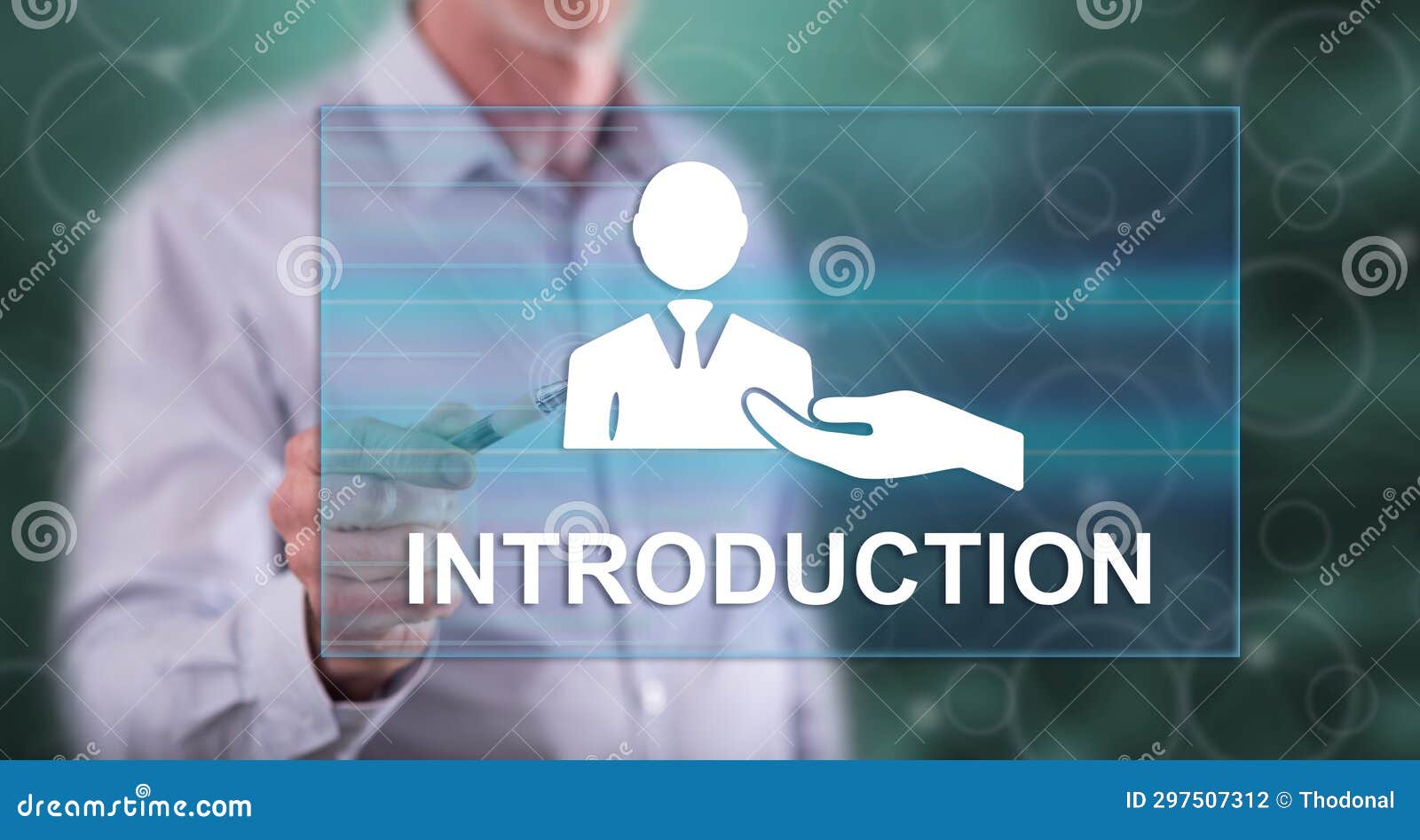 Man Touching an Introduction Concept Stock Photo - Image of management ...