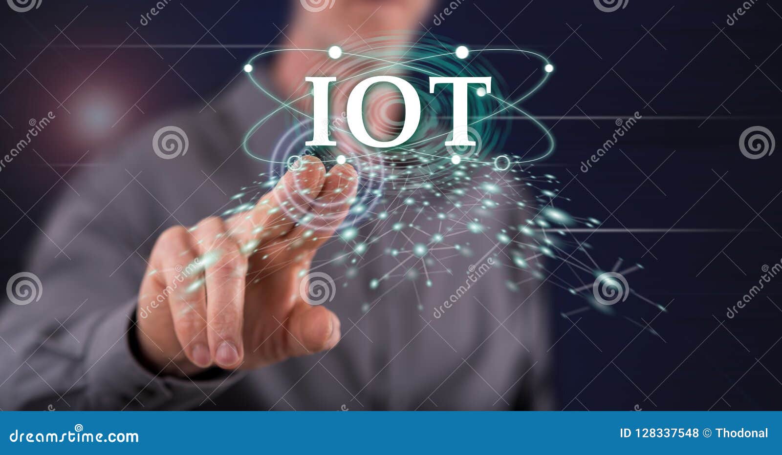 Man Touching an Iot Concept Stock Photo - Image of home, smart: 128337548