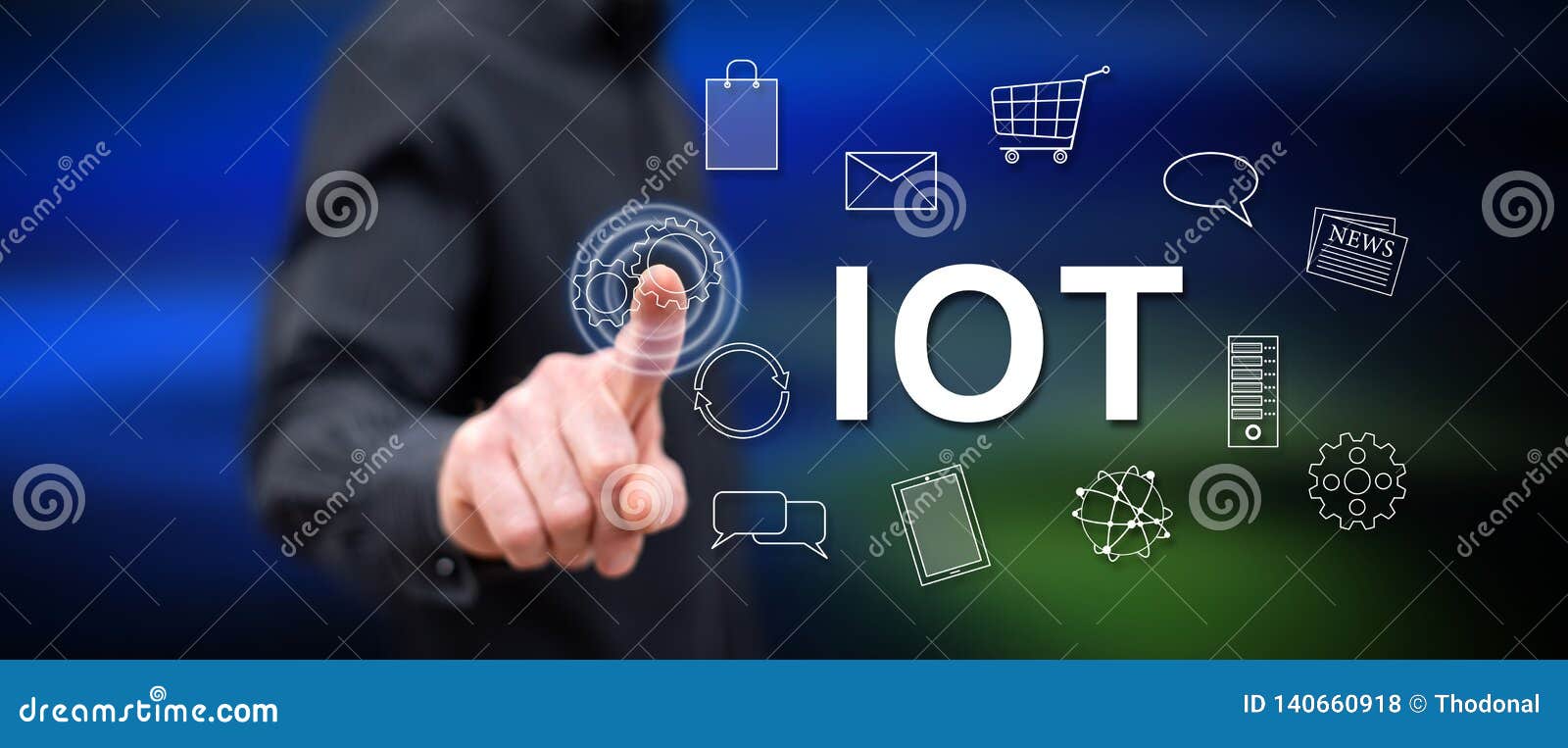 Man Touching an Iot Concept Stock Photo - Image of concept, online ...