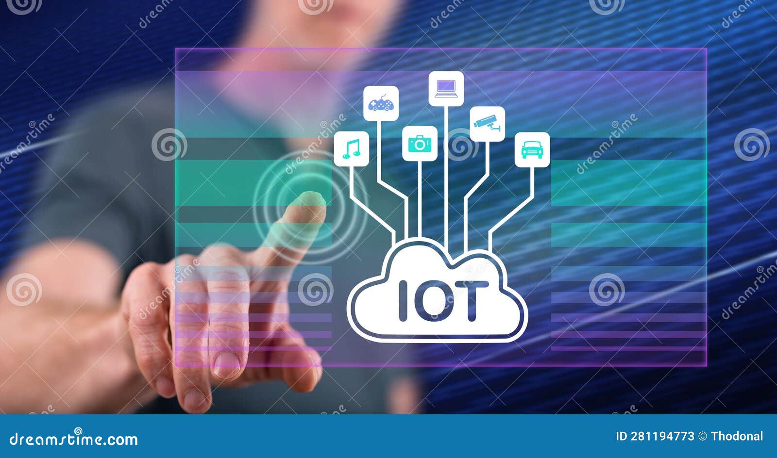 Man Touching an Iot Concept Stock Image - Image of device, connecting ...