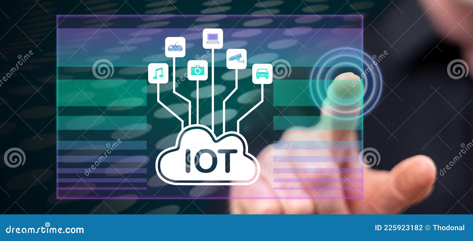 Man Touching an Iot Concept Stock Photo - Image of internet, touch ...